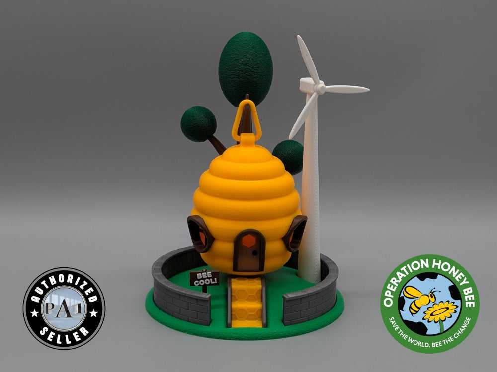 Bee Hive Fairy House - Honey Bee Home complete with Yard Sign and Wind ...