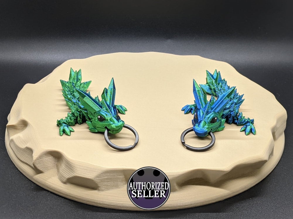 3D Printed Articulated Crystal Dragon Tadling Keychain Backpack ...