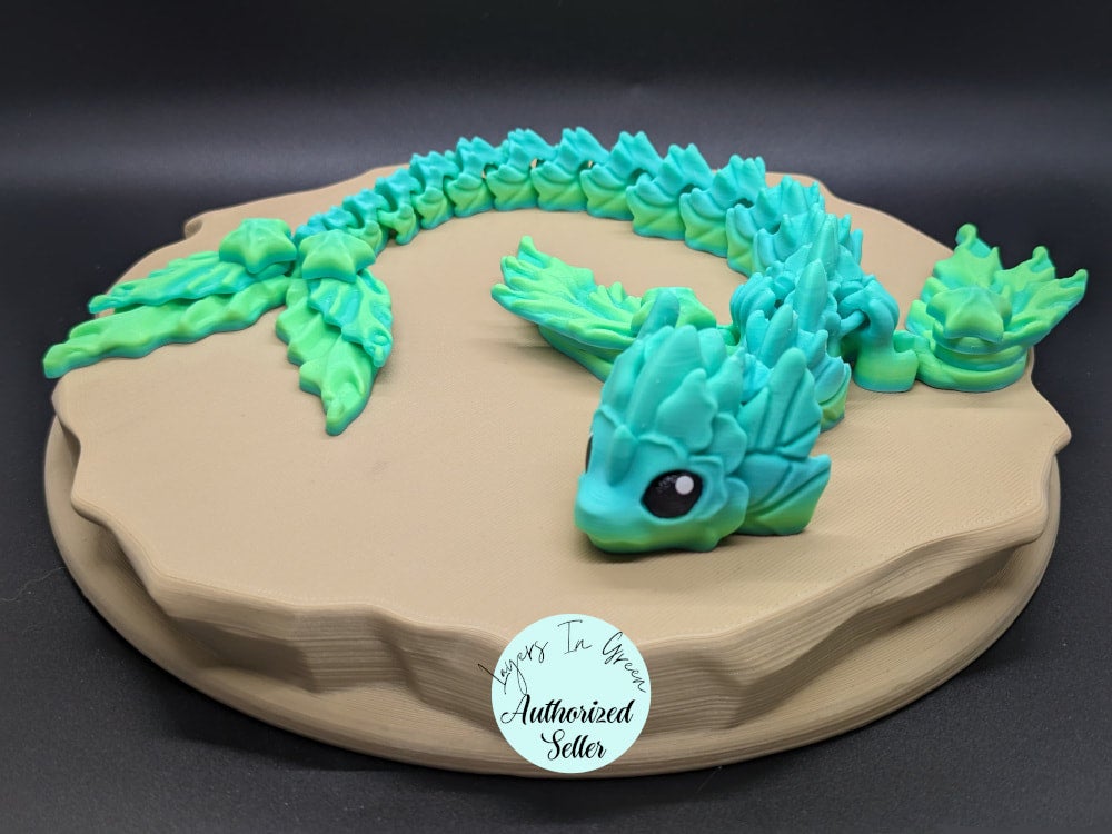 Mizu Water Dragon, 3D Printed, Articulate, Flexible, Fidget Toy ...