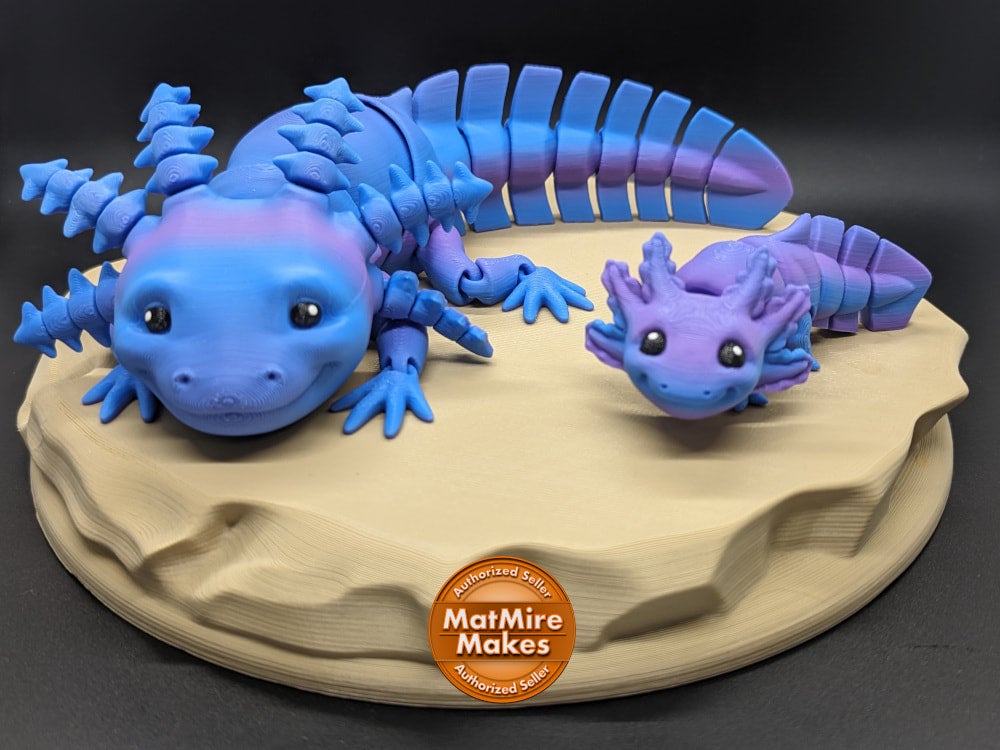 Axolotl, Flexible Fidget Toy, 3D Printed, Blue Raspberry | Johnson 3D ...