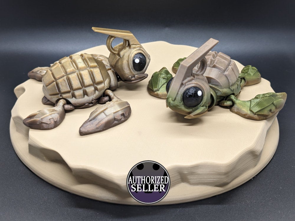 Grenade Turtle, 3D Printed, Articulated, Flexible Fidget Toy, Military ...