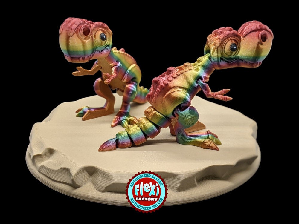 T-Rex in Metallic Rainbow: A Flexible Fidget Toy | Johnson 3D Creations